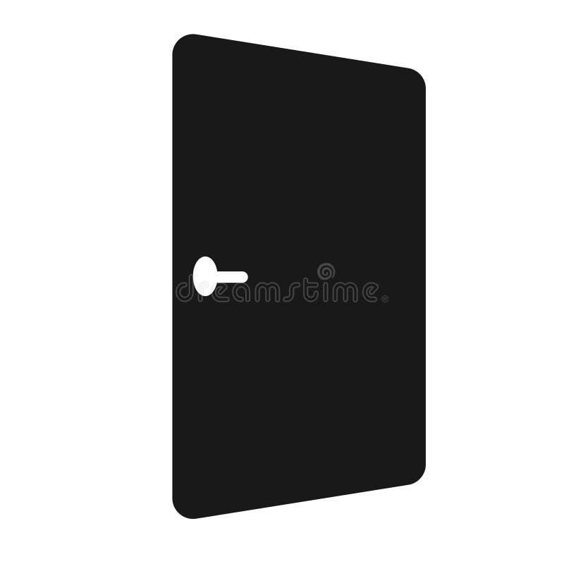 Open Black Door Icon with White Handle on White Background Stock ...