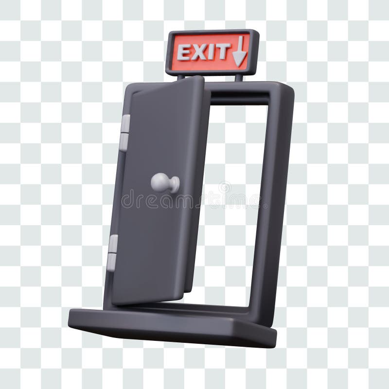 Open Black Door with Inscription Exit from Above. Emergency Exit from ...