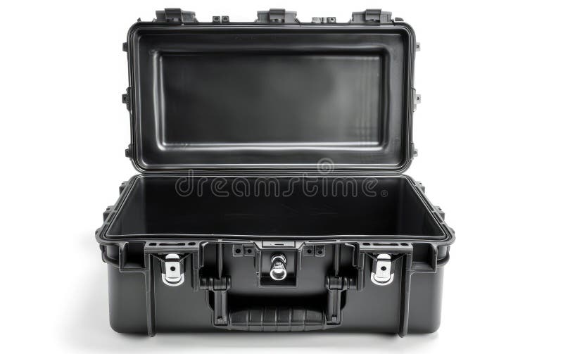 Open Black Equipment Case Isolated on White Background, Stock Image ...