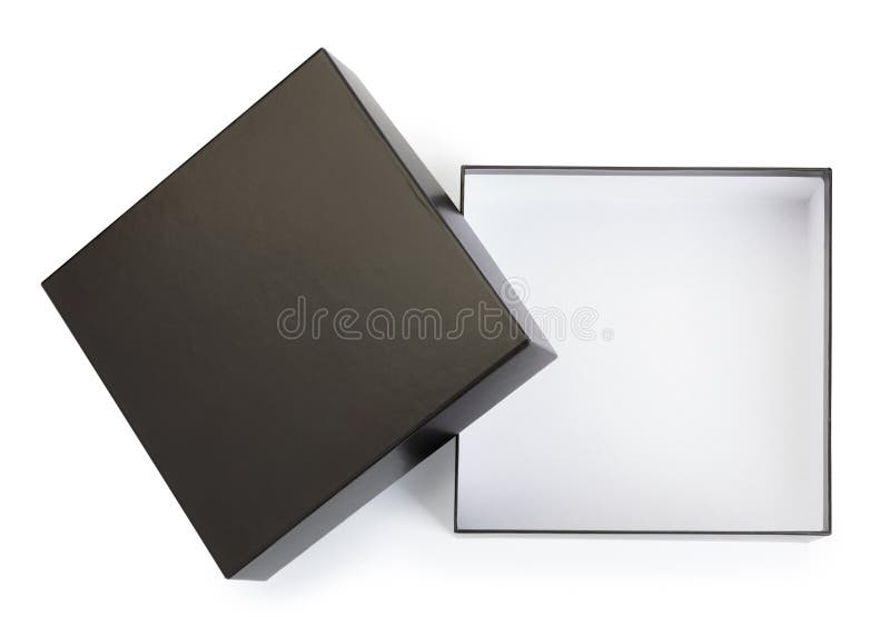 Open Black Gift Box Top View Isolated Stock Image - Image of present ...