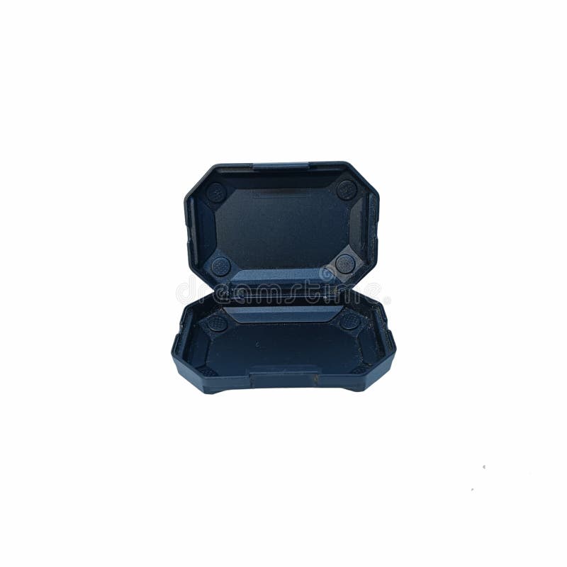 Open Black Hard Case for Earbuds or Small Electronics Isolated Stock ...