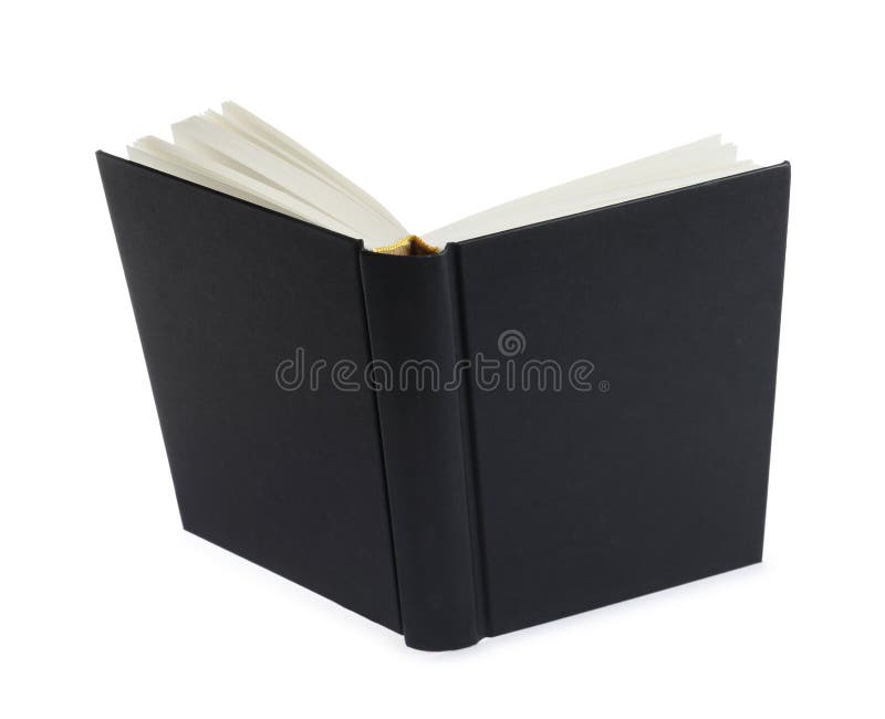Open Black Hardcover Book Isolated on White Stock Photo - Image of ...