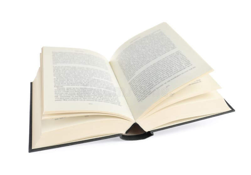 Open Black Hardcover Book Isolated on White Stock Photo - Image of ...