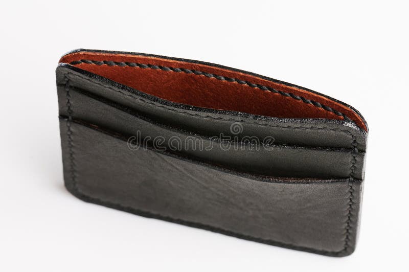 Open Black Leather Card Wallet Stock Photo - Image of closeup, bank ...
