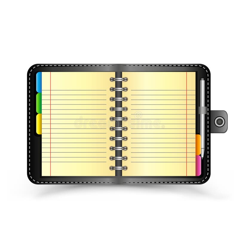 Open Organizer Gray Background Stock Vector - Illustration of note ...
