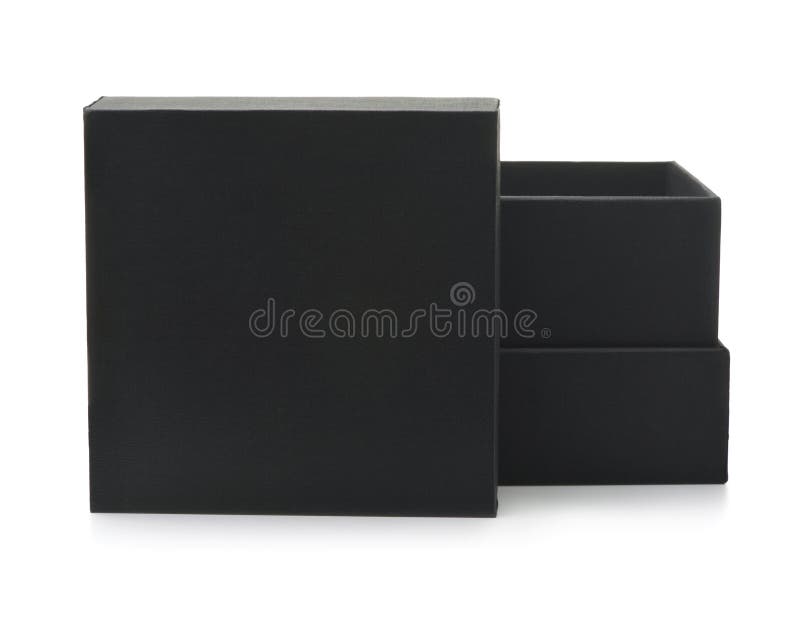 Open Black Paper Gift Box with Blank Lid Stock Photo - Image of storage ...