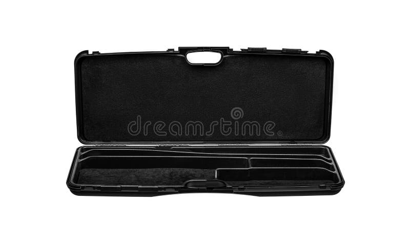 Open Black Plastic Case with Foam Inside. Weapon Case Isolate on White ...