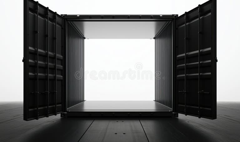 Open Black Shipping Container Showcasing Empty Interior Space for ...