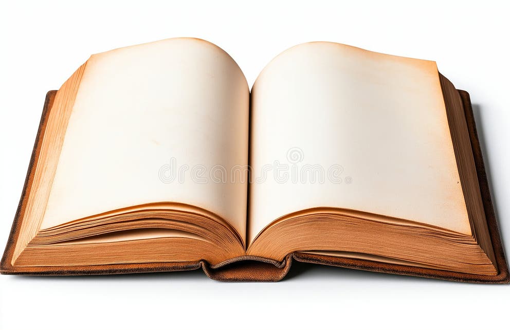 Open Blank Book with Empty Pages on White Background, Inviting ...