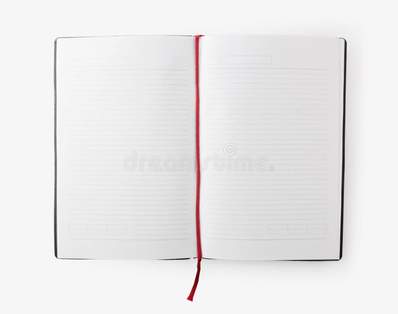 Open Blank Book With Lines, Red Bookmark Stock Image - Image of message ...