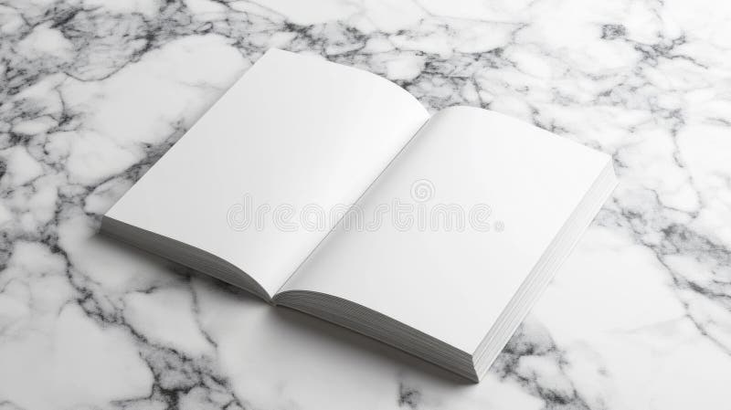 Open Blank Book on Marble Surface Stock Illustration - Illustration of ...