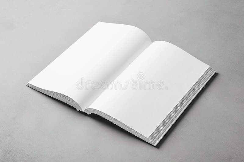 Open Blank Book Mockup with White Pages on a Gray Background for ...
