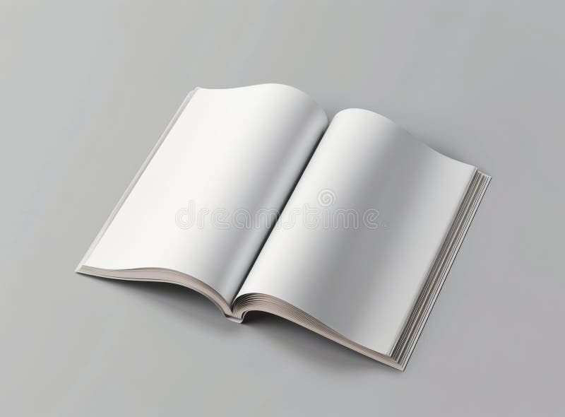 Open Blank Book Mockup with White Pages. Magazine Template Stock Photo ...