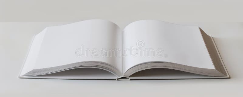 Open Blank Book with White Pages Spread Flat on a White Surface Stock ...