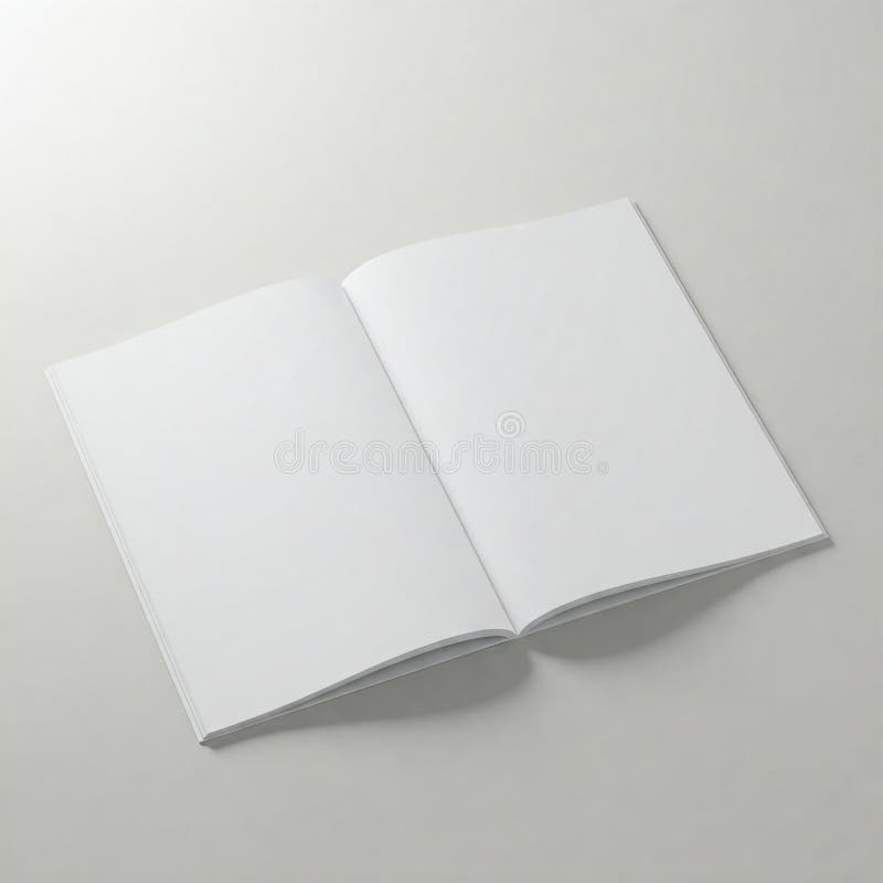 Open Blank Booklet Mockup on White Table Stock Image - Image of ...
