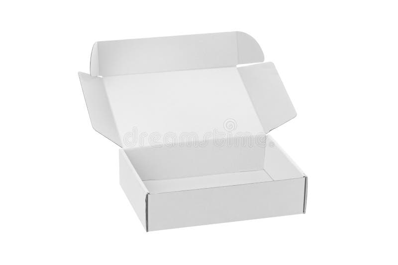 Open Blank Carton Box Isolated on White Background Stock Photo - Image ...