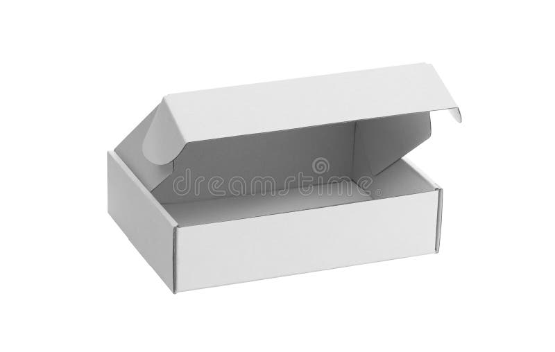 Open Blank Carton Box Isolated on White Background Stock Photo - Image ...