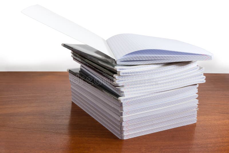 Open Exercise Book on Stack of Other Exercise Books Stock Photo - Image ...
