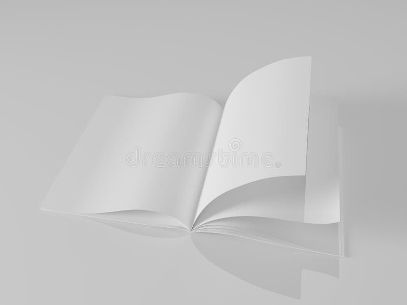 Open Blank Magazine on Grey Background, Front Side View. for Mockup ...