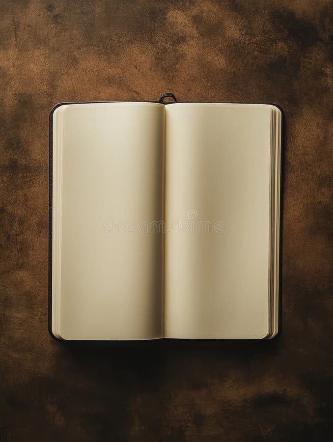 Open Blank Notebook on a Brown Textured Surface Stock Image - Image of ...