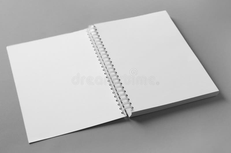 Open Blank Notebook on Grey Background. Mockup for Design Stock Image ...