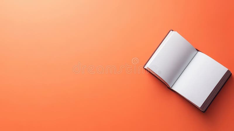Open Blank Notebook on Orange Background for Creativity, Writing, Note ...