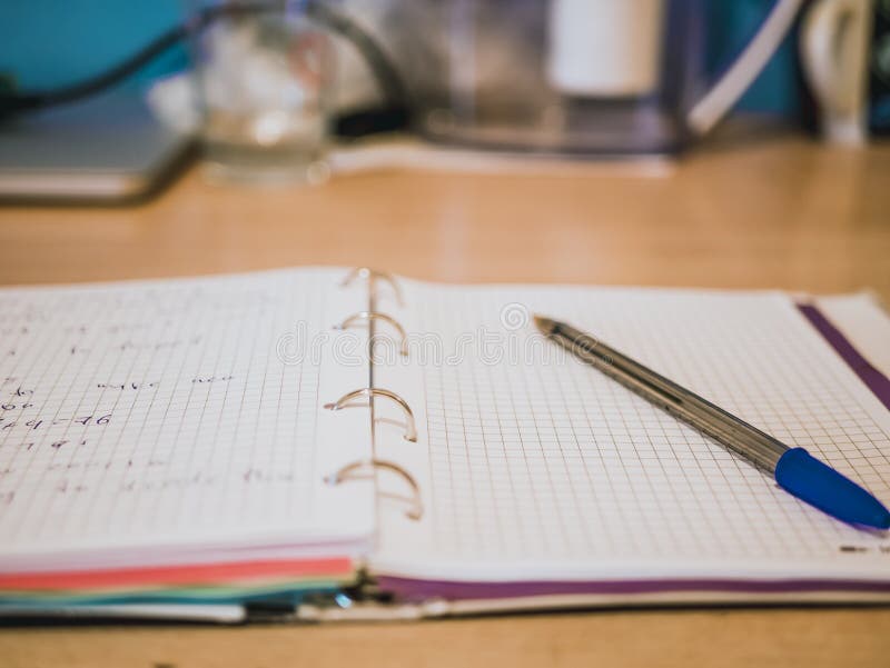 Open Blank Notebook on the Table with the Pen Stock Image - Image of ...