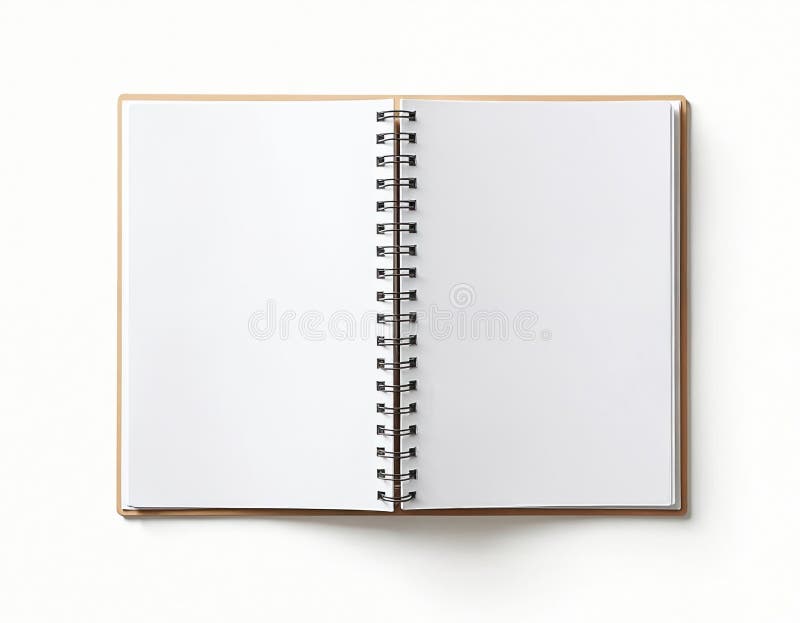 Open Blank Notebook with White Pages on White Background. Spiral ...