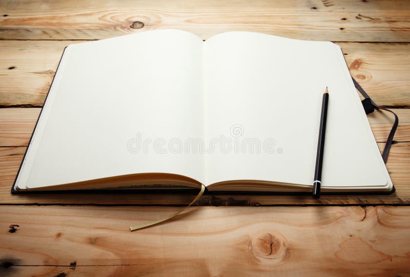 Open Blank Notepad Laying on a Wooden Ta Stock Image - Image of crack ...