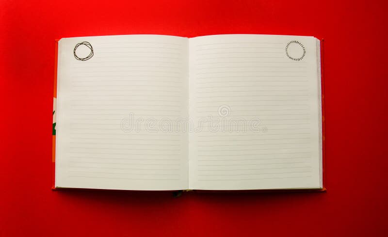 Open Blank Notepad on Red Background with Copy Space Stock Photo ...