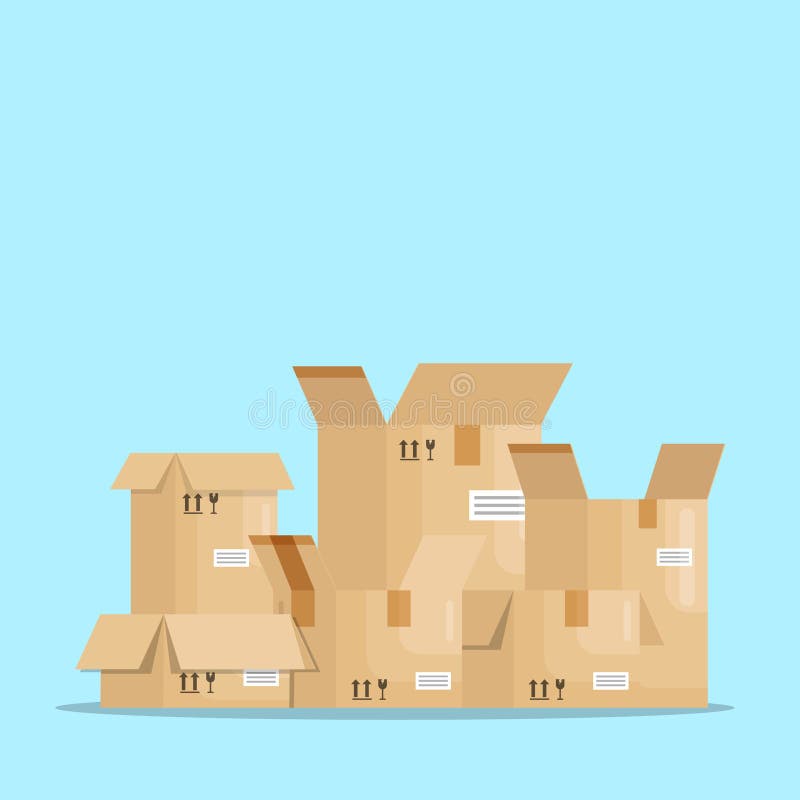 Open Blank Parcel Boxes Vector Illustration Stock Vector - Illustration ...