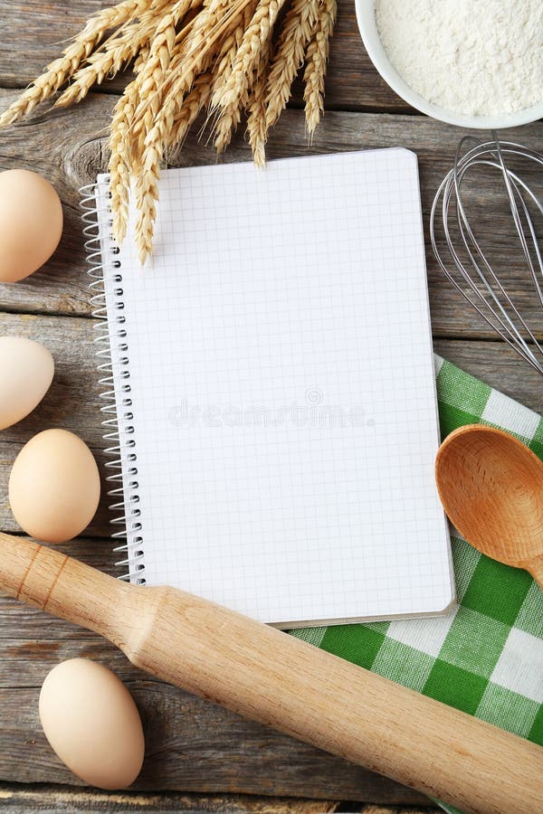 Open Blank Recipe Book Grey Wooden Background Stock Photos - Free ...