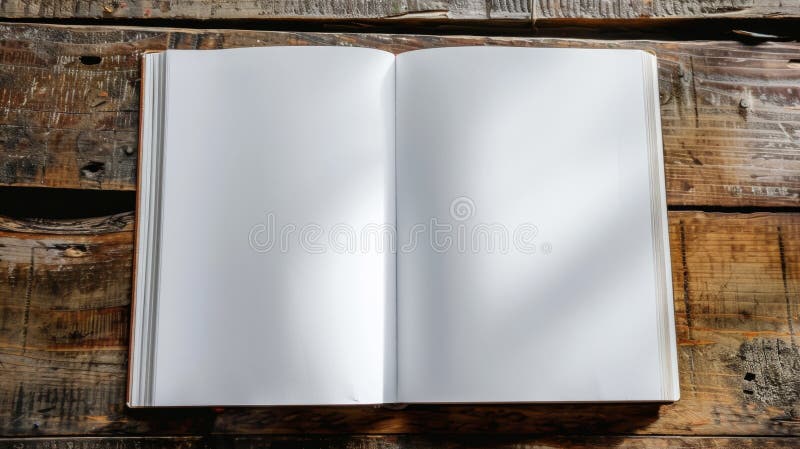 Open Blank Textbook on Rustic Wooden Table - Perfect for Education ...