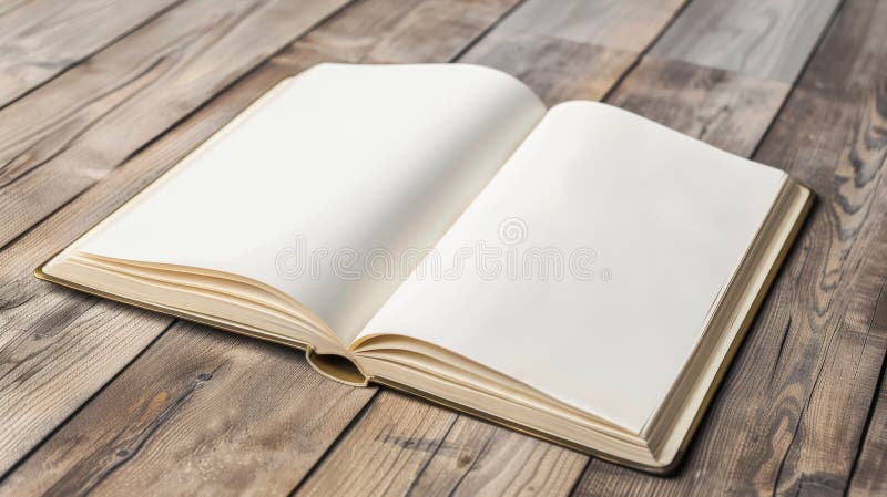 Open Blank Textbook on Wooden Surface â€“ Versatile Template for ...