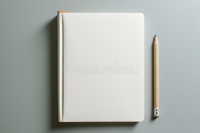 Open Blank White Bound Notebook on a Clean Workspace with a Pencil for ...