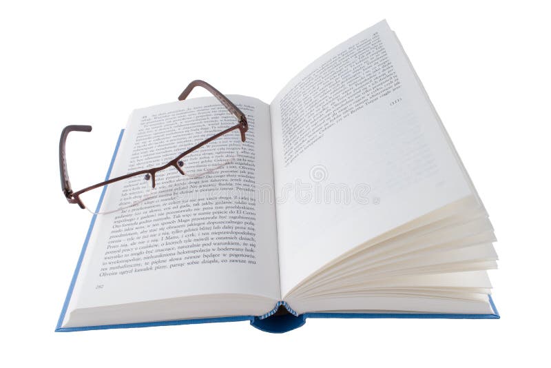 Open Blue Book with Glasses Stock Photo - Image of hardback, blue: 4078750