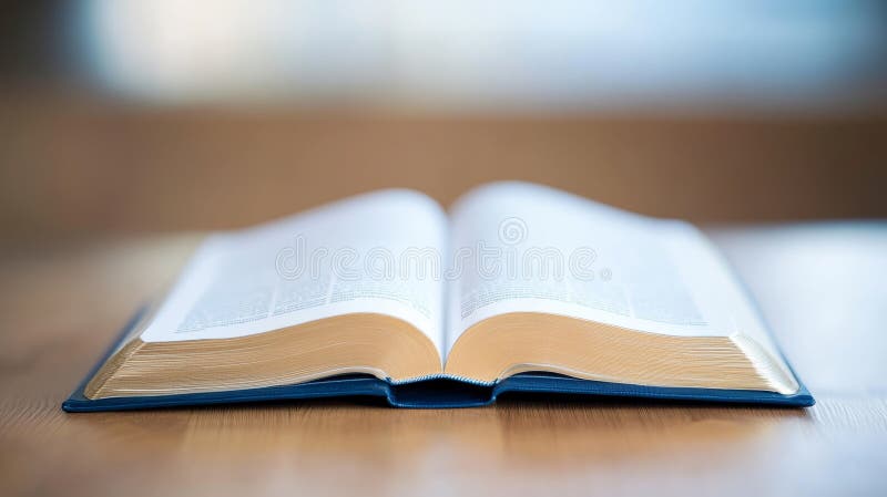 Open Book with Pages Fanned on a Wooden Table, Showcasing Knowledge and ...