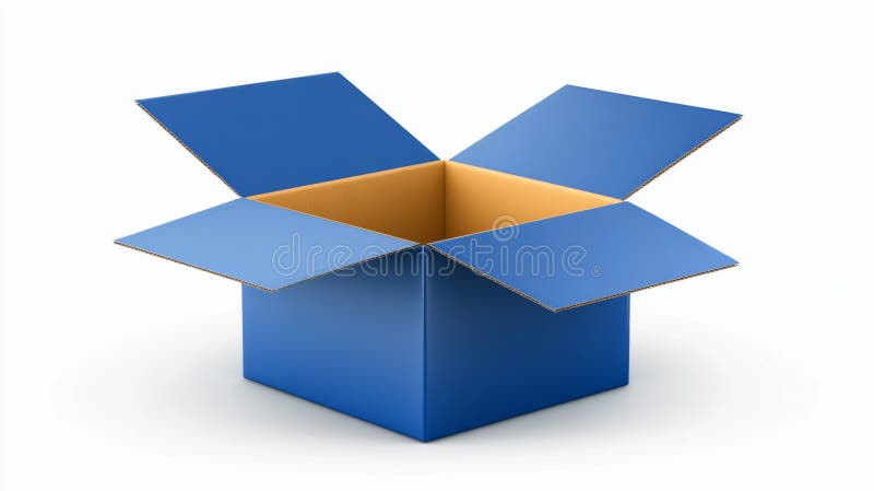 Open Blue Box with a Contrasting Interior Color Placed on a Plain ...