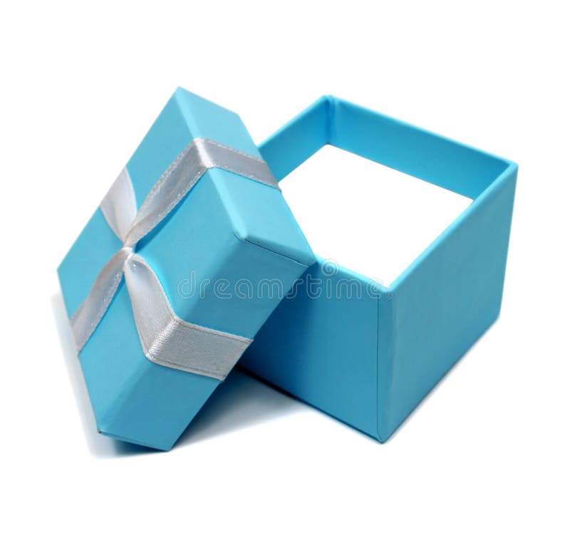 Open Blue Cardboard Box with Lid for Gifts Isolated on White Background ...