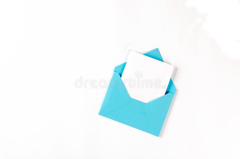 Open Blue Envelope with Paper Sheet Stock Image - Image of background ...