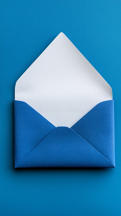Open Blue Envelope Showing White Interior on Blue Background Stock ...