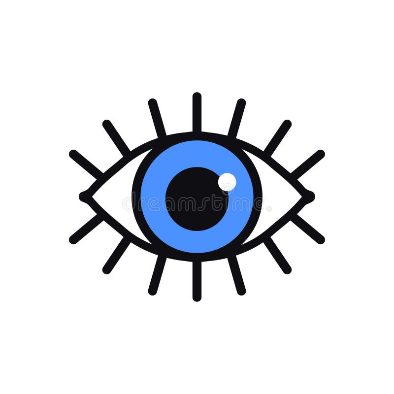 Open Blue Eye Line Icon on White Background. Look, See, Sight, View ...