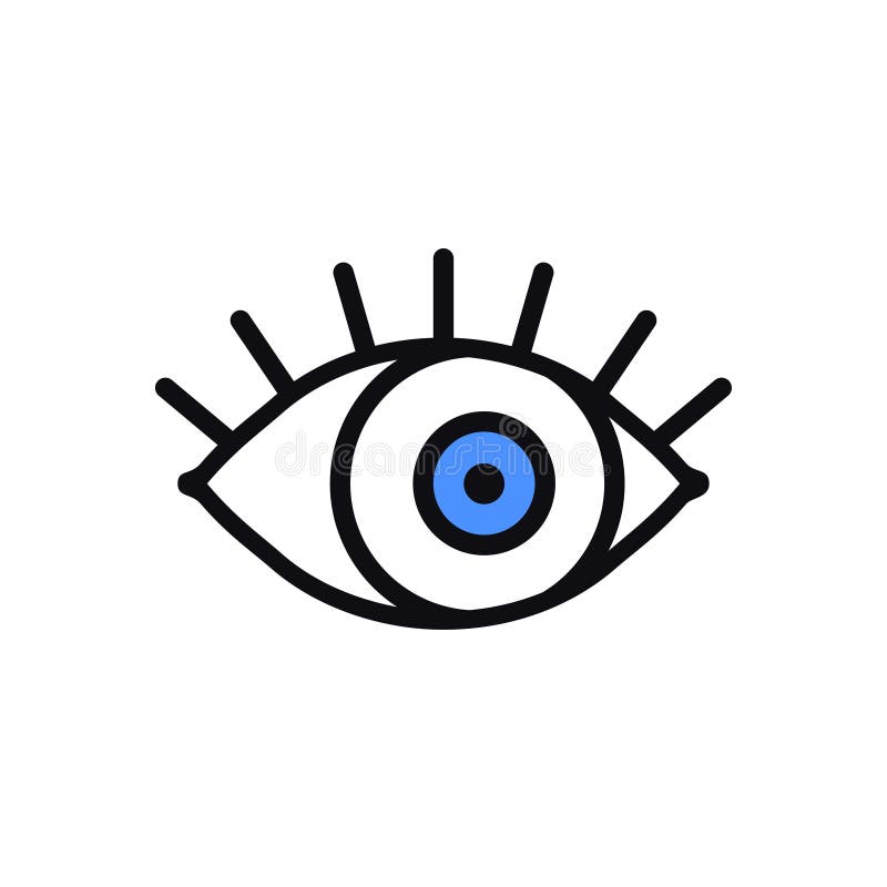 Open Blue Eye Line Icon on White Background. Look, See, Sight, View ...