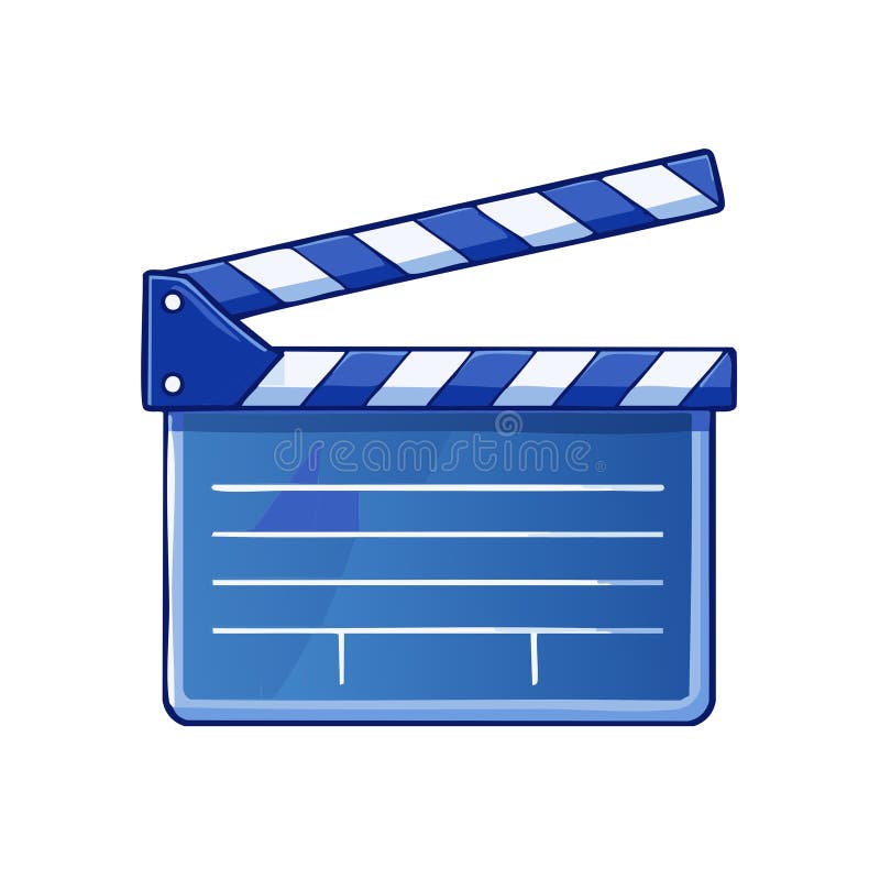 Open Blue Film Clapperboard Cartoon Style Vector Illustration Stock ...