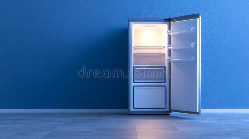 Empty Refrigerator Open in Minimalist Kitchen Setting Stock Image ...