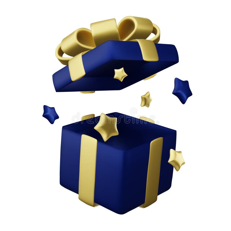 Open Blue Gift Box with Star. Enter To Win Prizes. Vector Illustration ...