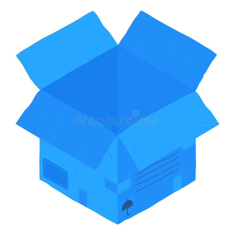 Open Blue Isometric Carton Package Box. Stock Vector - Illustration of ...