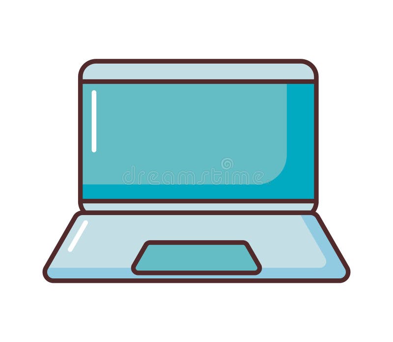 Open blue laptop stock vector. Illustration of front - 216644767