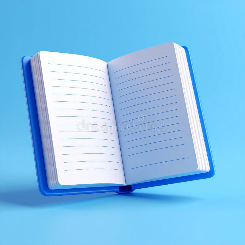 Open Blue Notebook on Light Blue Background Stock Illustration ...