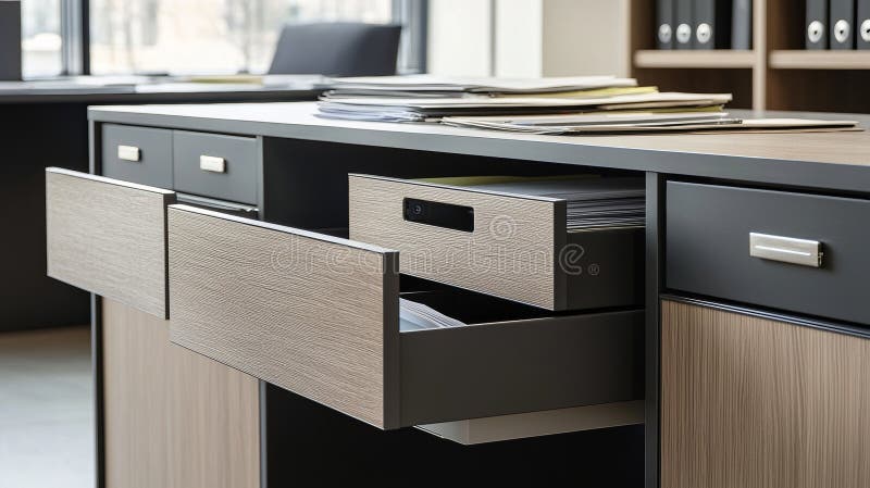 Open Blue Orange Drawers of Filing Cabinets for Storing Data, Archives ...